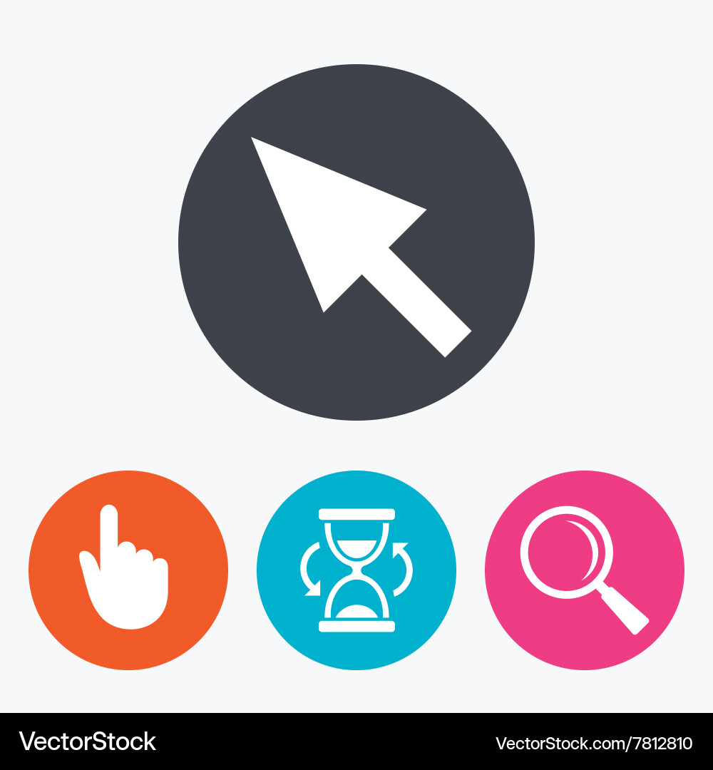 Mouse cursor icon hourglass magnifier glass Vector Image