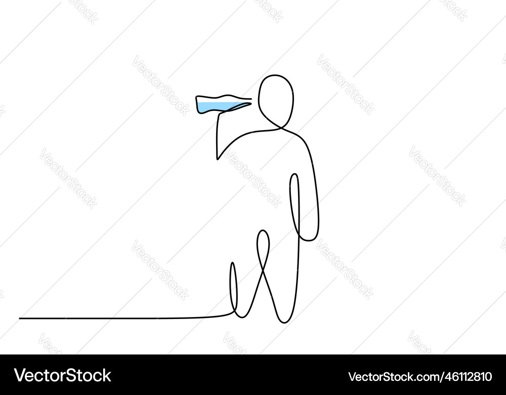 One continuous single line of hand drawn with man Vector Image