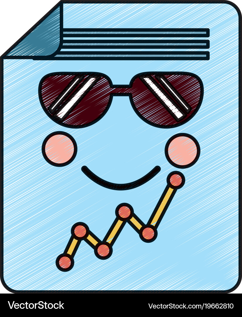 Sad graph Diagramm wth sunglasses kawaii icon imag