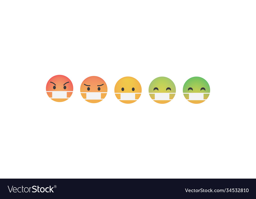 Set emoticon with coronavirus Royalty Free Vector Image