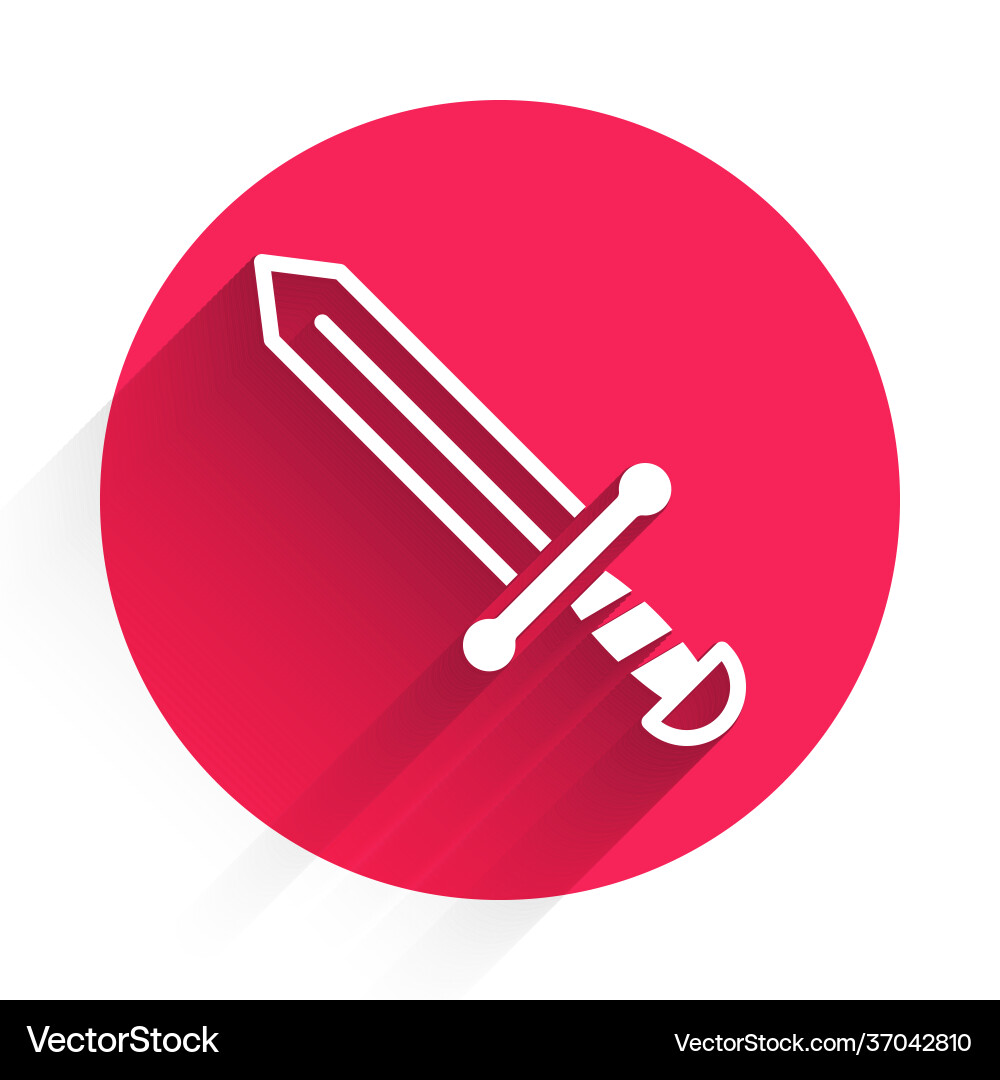 White medieval sword icon isolated with long Vector Image