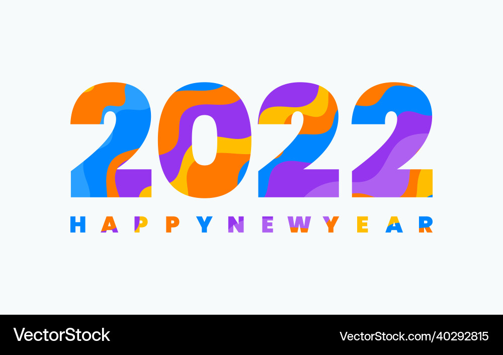 2022 happy new year multicolor number Royalty Free Vector