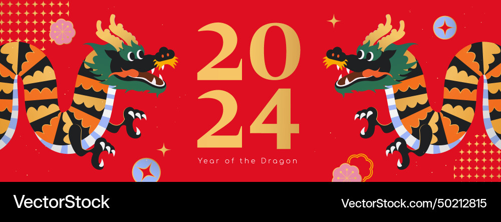 Auspicious cny dragon banner Royalty Free Vector Image