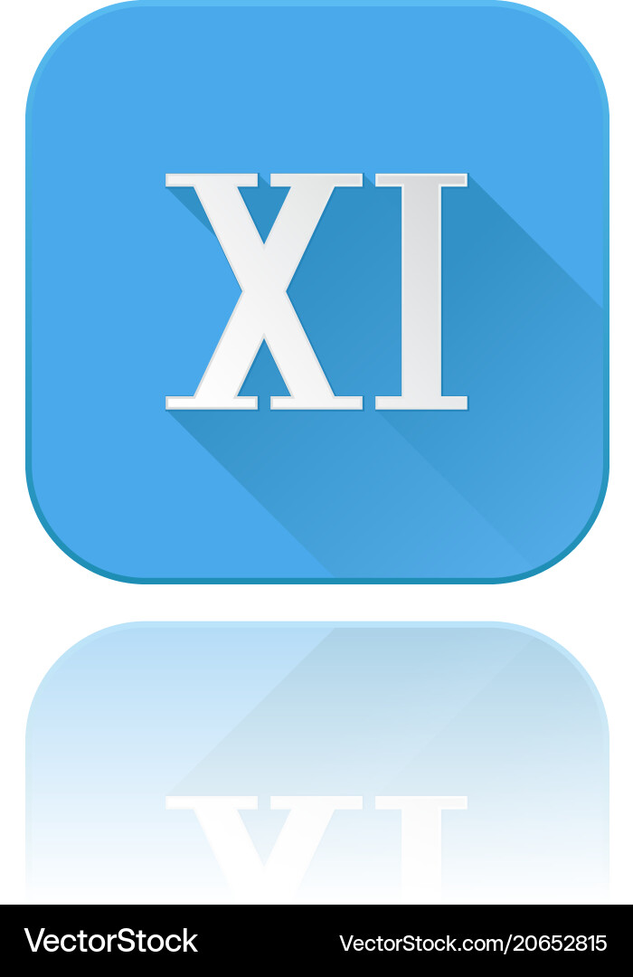 Blue icon with xi roman numeral reflection Vector Image