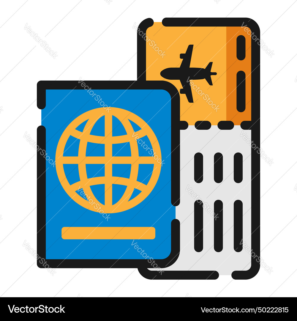 Blue passport and boarding pass icon Royalty Free Vector