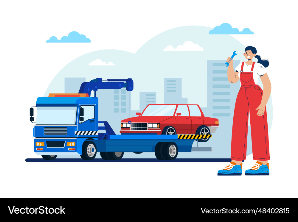 Car service concept flat isolated on white Vector Image