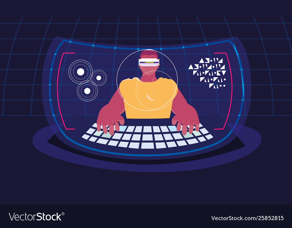 Design man using technology augmented Royalty Free Vector
