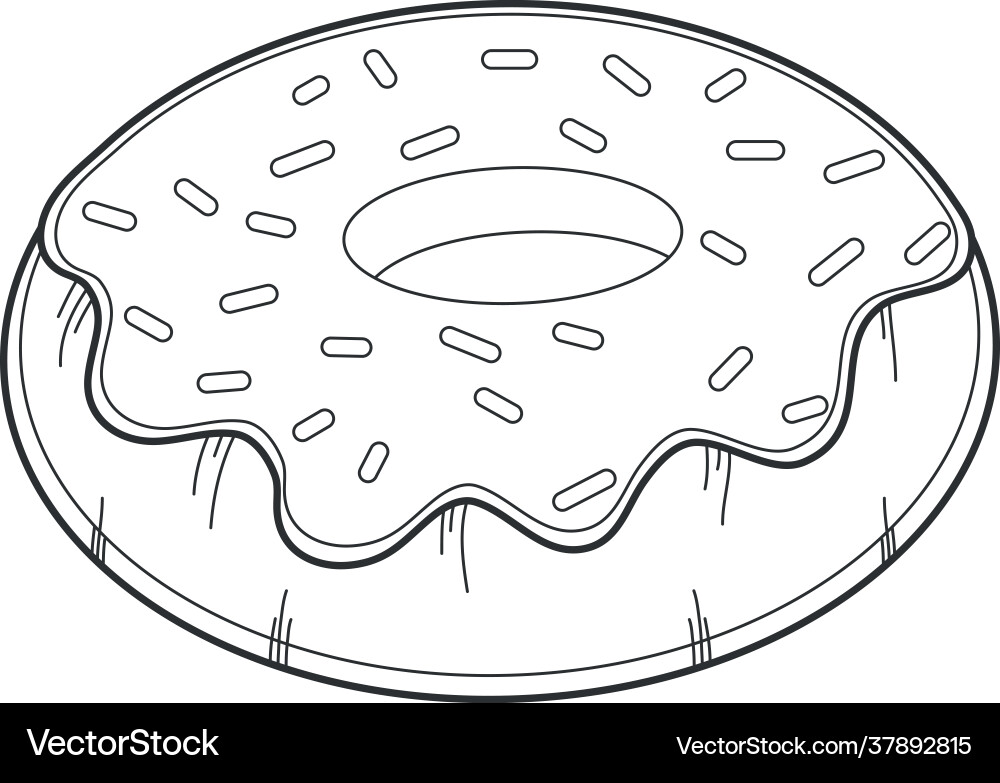 Donut one line food Royalty Free Vector Image - VectorStock