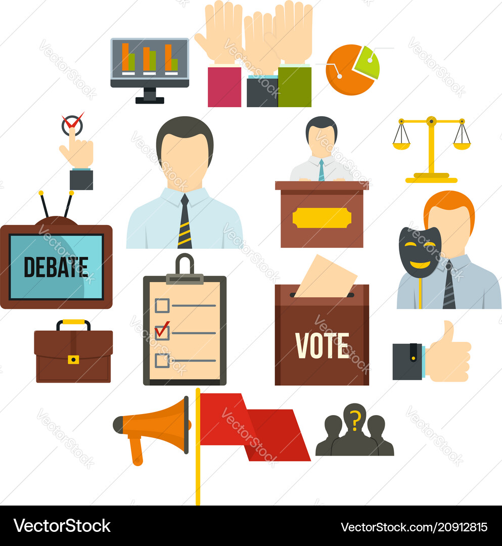 Election voting icons set in flat style Royalty Free Vector
