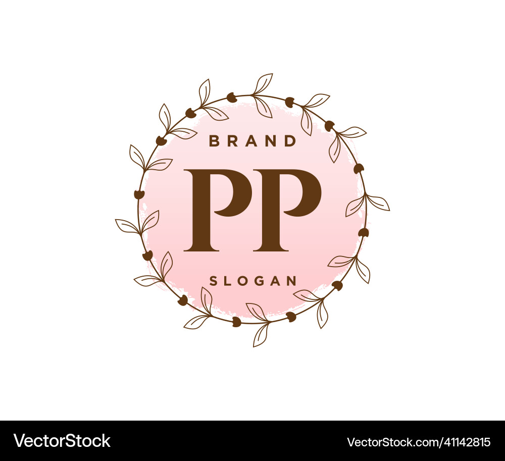 Initial pp feminine logo usable for nature salon Vector Image
