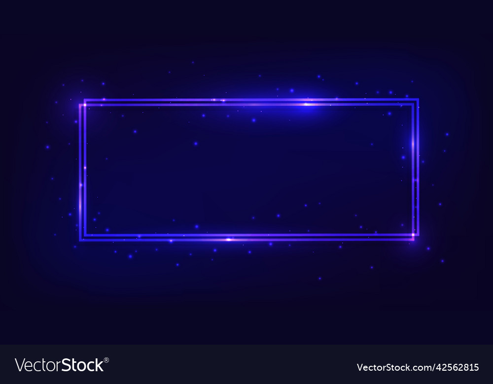 Neon double rectangular frame Royalty Free Vector Image