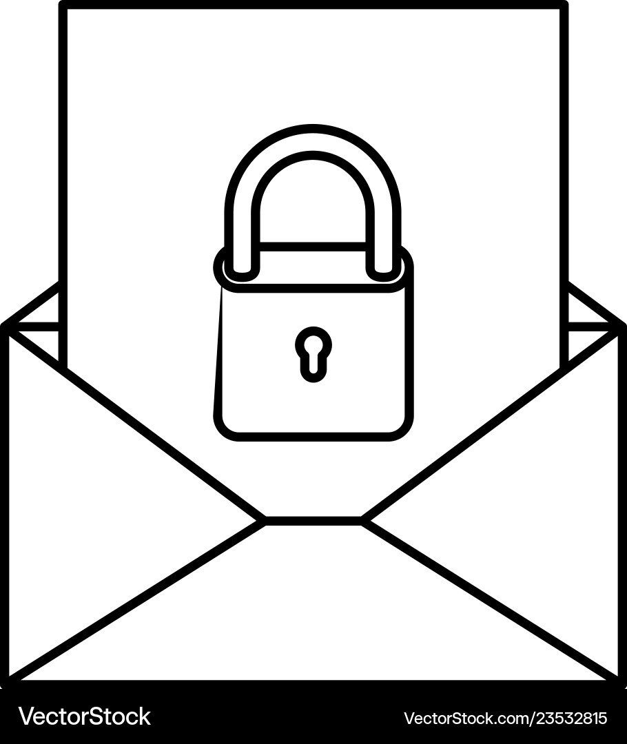 Open letter with padlock isolated icons Royalty Free Vector