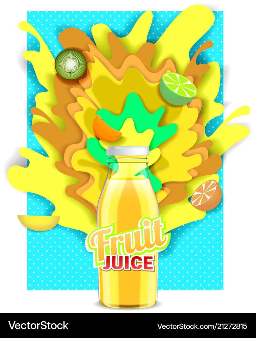 Paper cut tropical fruit juice drink Royalty Free Vector