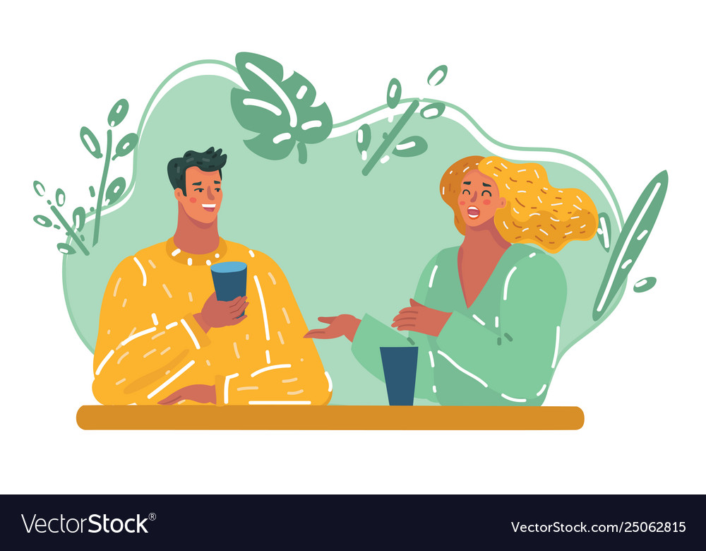 Romantic Loving Couple Drinking Coffee Royalty Free Vector