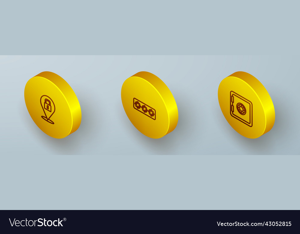 Set isometric line lock password protection Vector Image Set isometric line lock password protection Vector Image