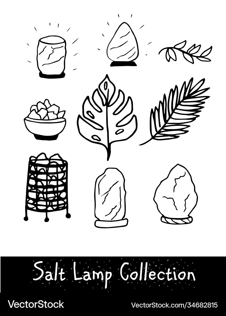 Unique line style salt lamp collection Royalty Free Vector