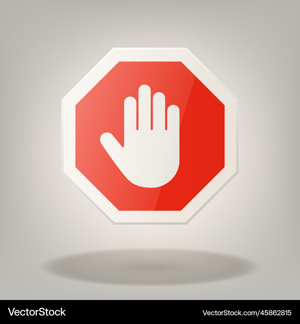 White and red round glossy prohibition stop Vector Image
