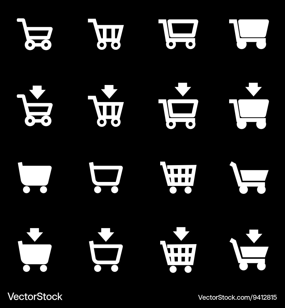 White shopping cart icon set Royalty Free Vector Image