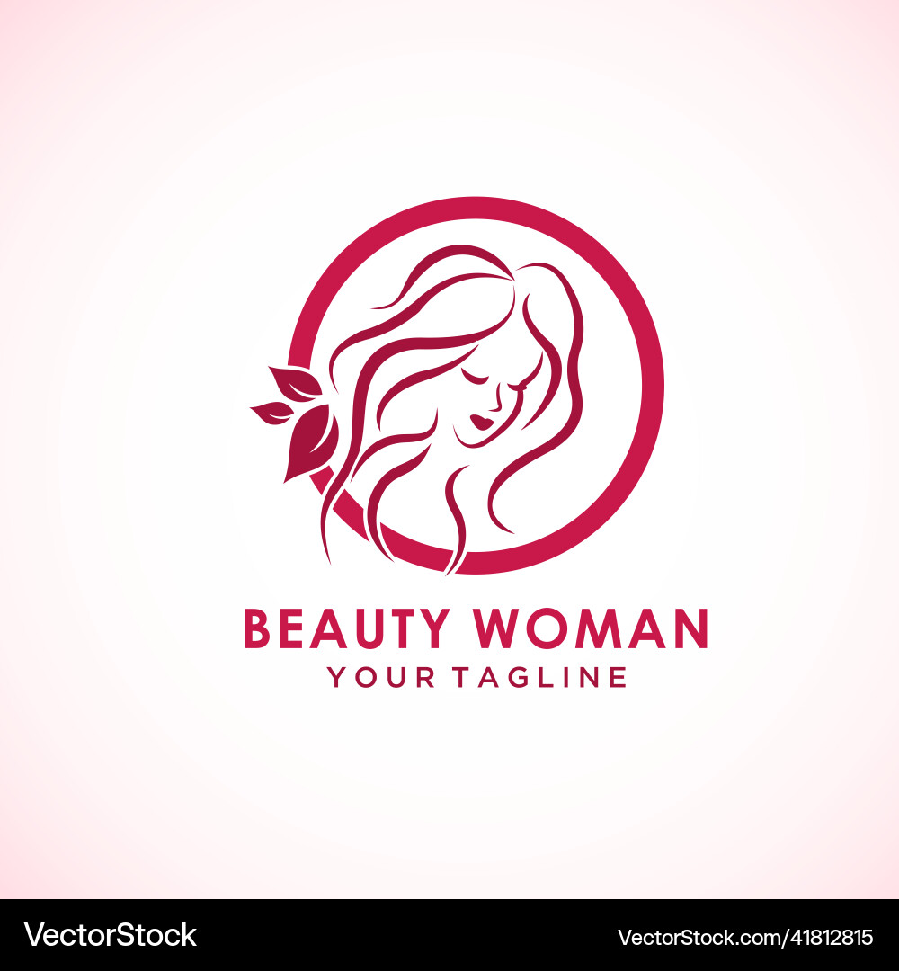 Woman face logo design template image Royalty Free Vector