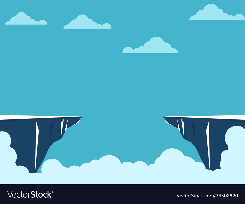 Abyss between cliffs conquer adversity Royalty Free Vector