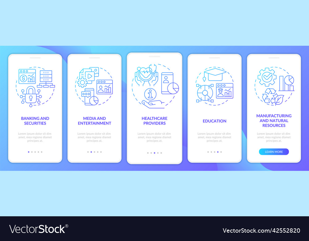 Big data applications types blue gradient Vector Image