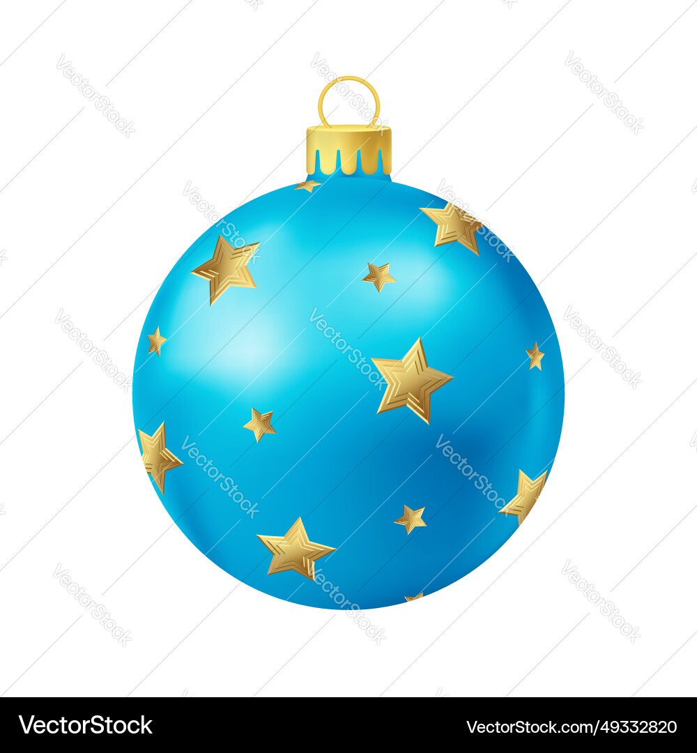 Blue christmas tree ball with gold star Royalty Free Vector