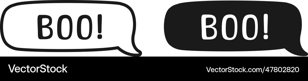 Boo text in speech bubble outline and silhouette Vector Image