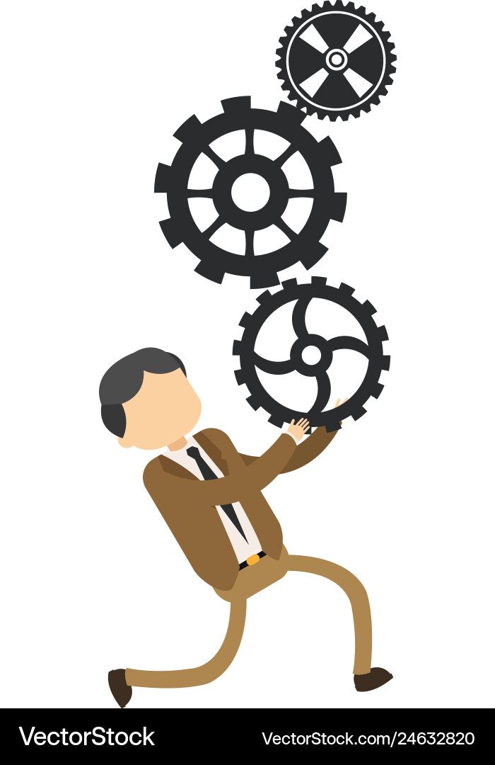 Businessman holding gears Royalty Free Vector Image
