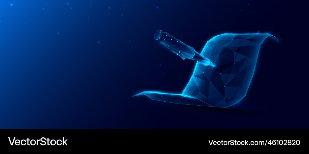 Digital signature online low polygonal Royalty Free Vector