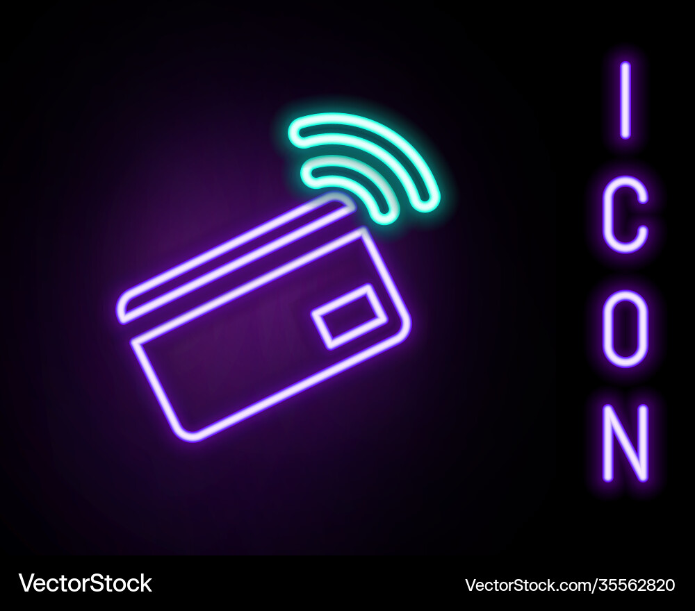 Glowing neon line contactless payment with nfc Vector Image