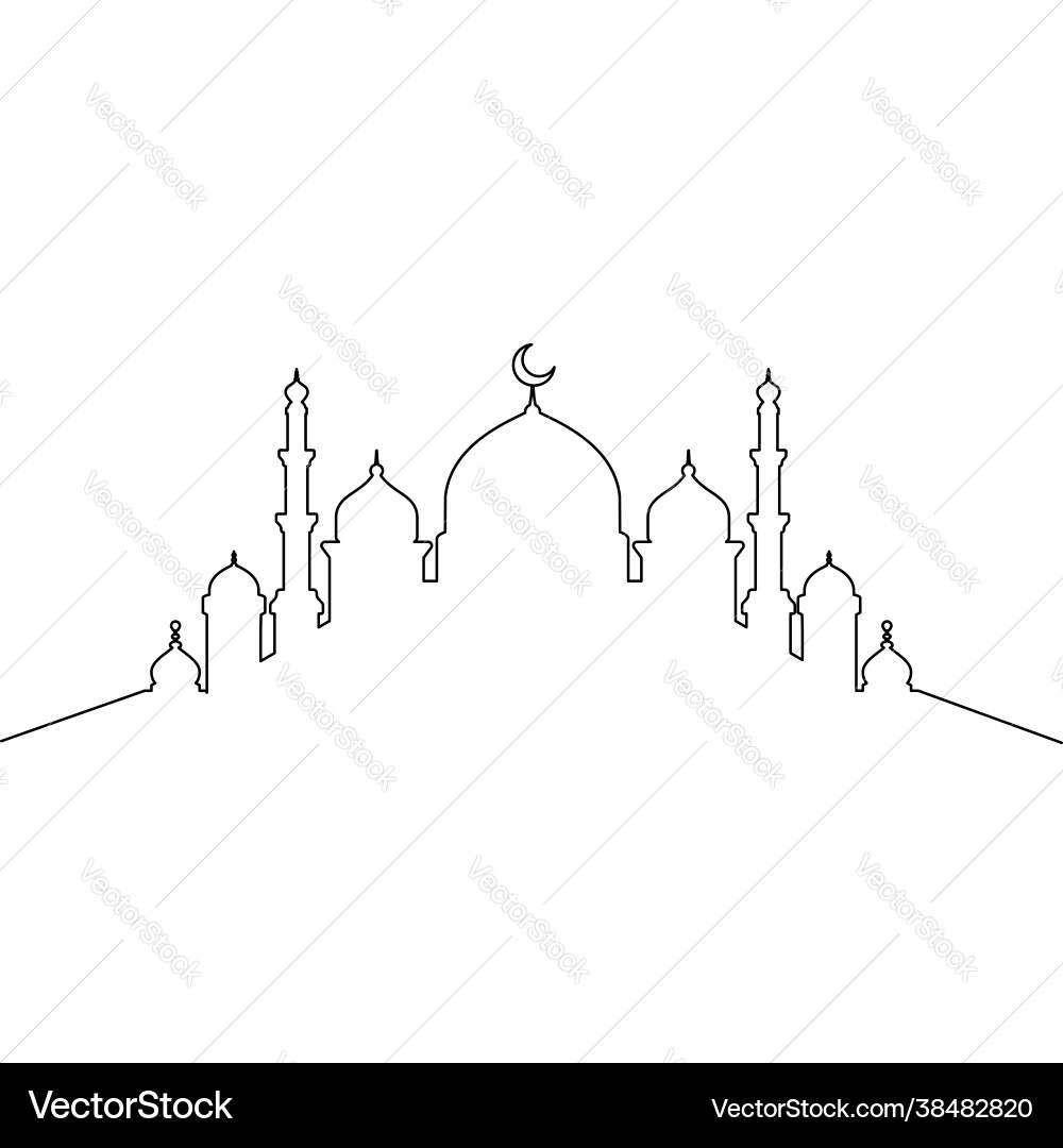 Mosque line art minimalist design islamic Vector Image