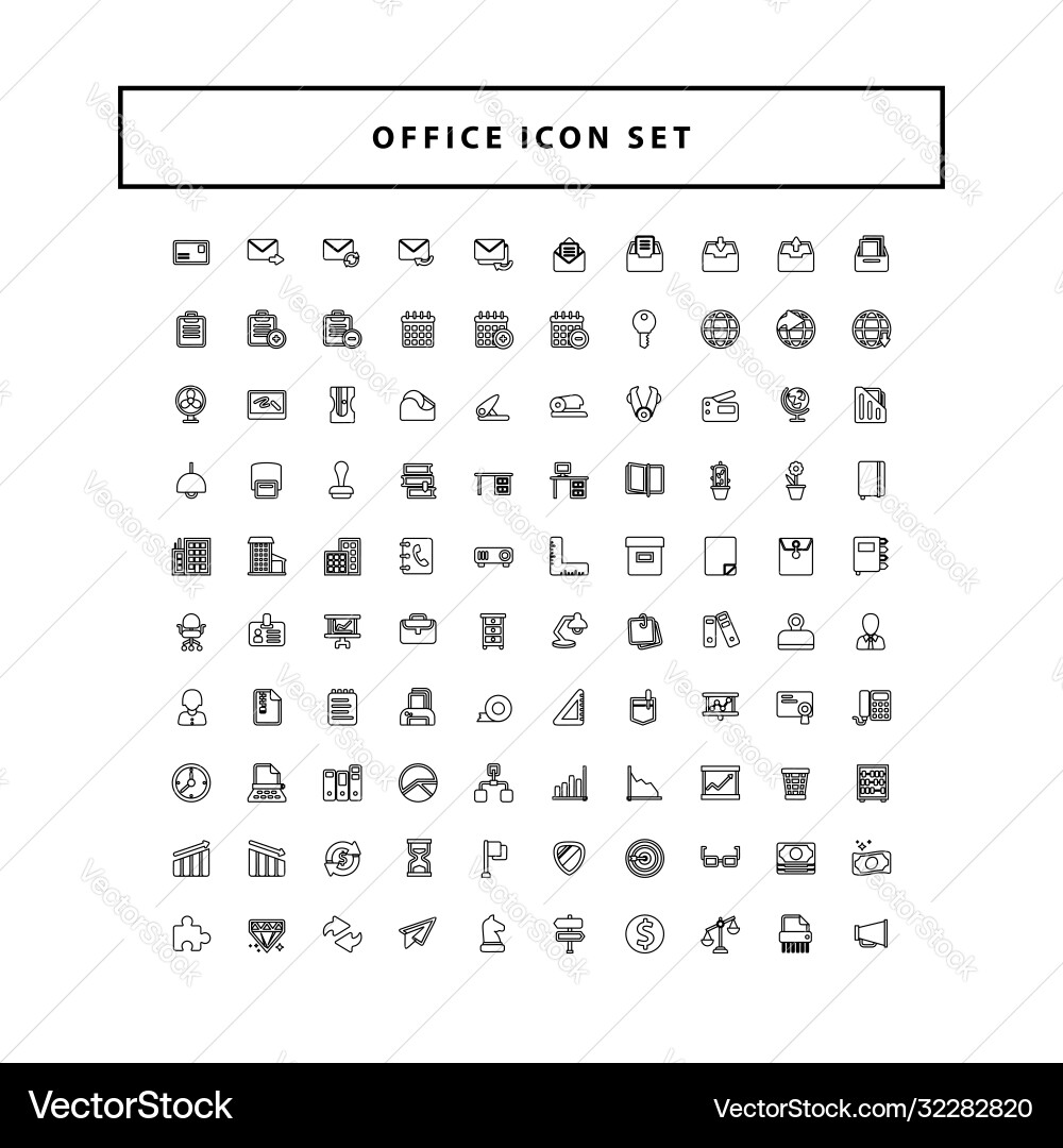 Office icons set with outline style design Vector Image