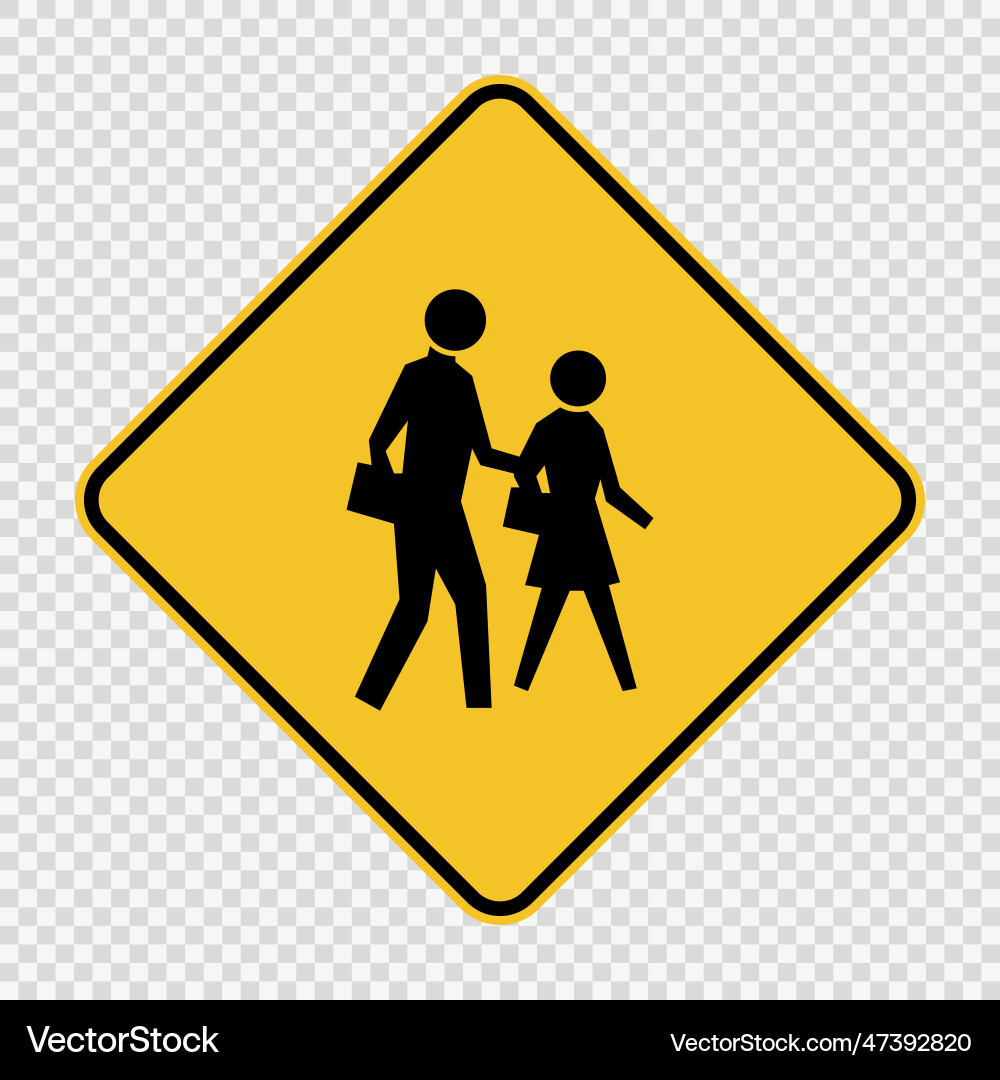 School crossing sign on transparent background Vector Image