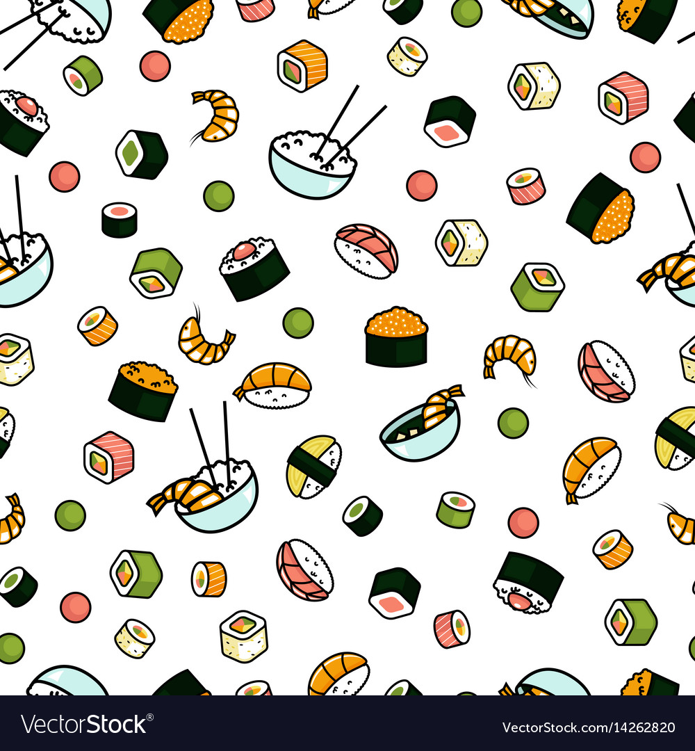 Seamless sushi pattern Royalty Free Vector Image Seamless sushi pattern Royalty Free Vector Image
