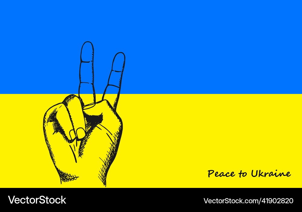 Ukraine flag background with hand drawn symbol Vector Image