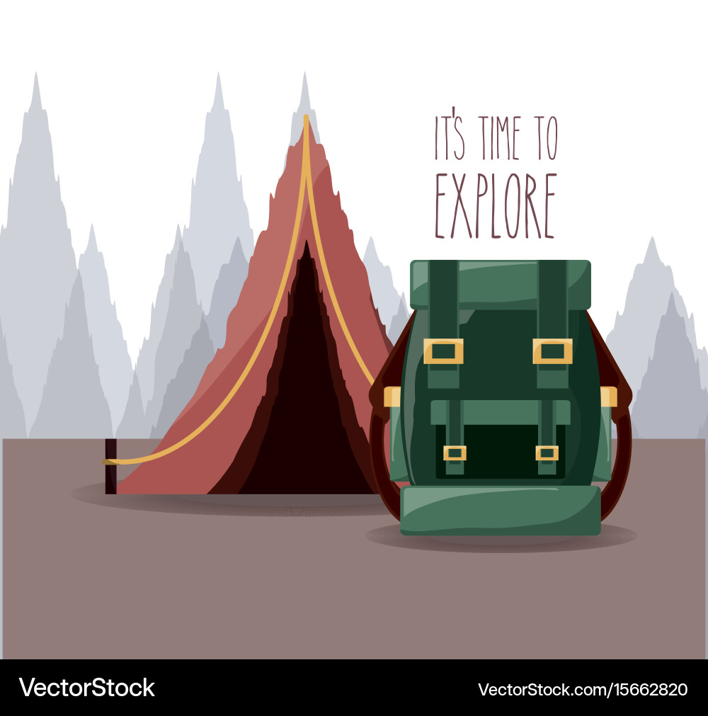 Wanderlust aventure with landscape and explorer Vector Image