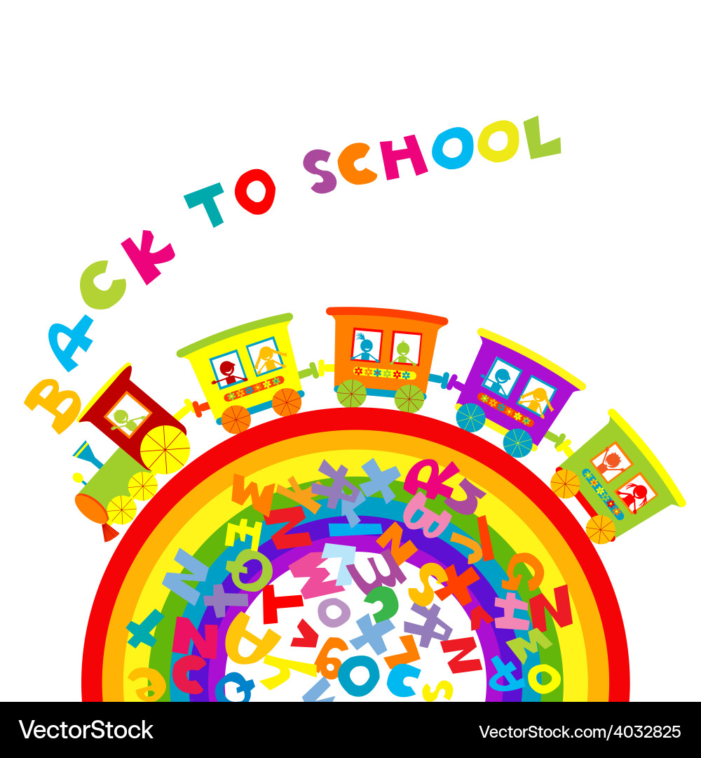 Back to school concept with cartoon train on Vector Image