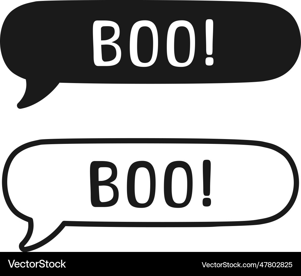 Boo text in speech bubble outline and silhouette Vector Image