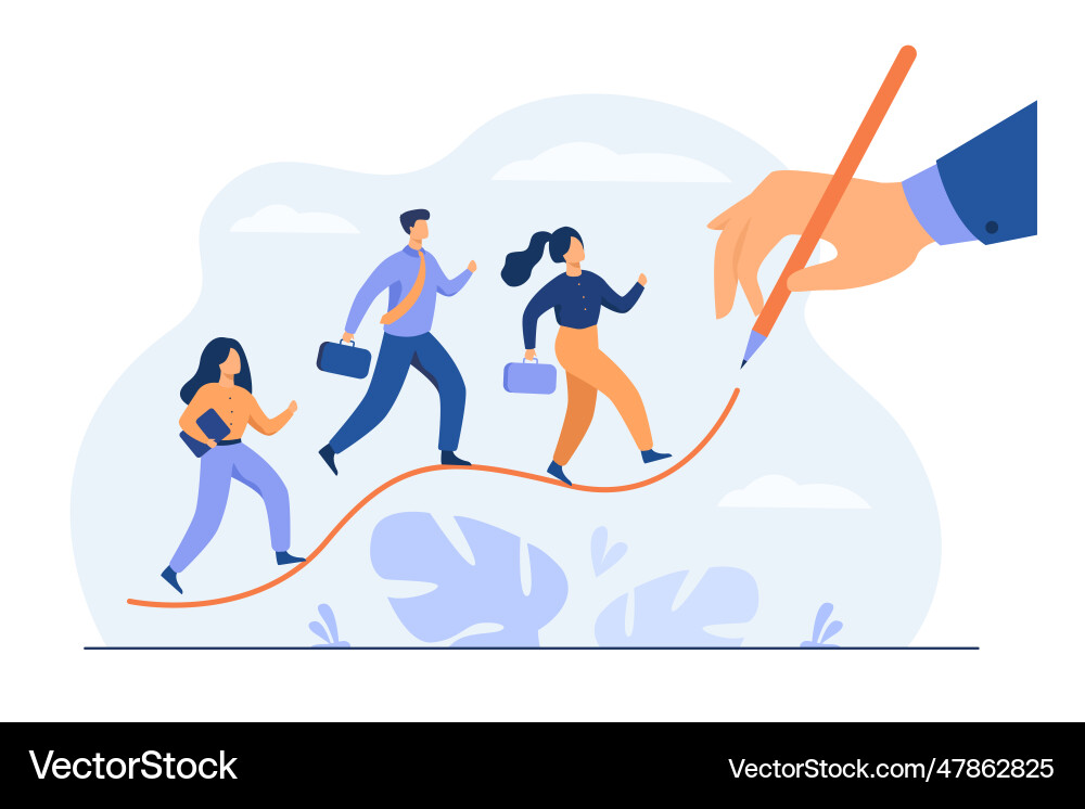 Business people walking up on increase chart line Vector Image
