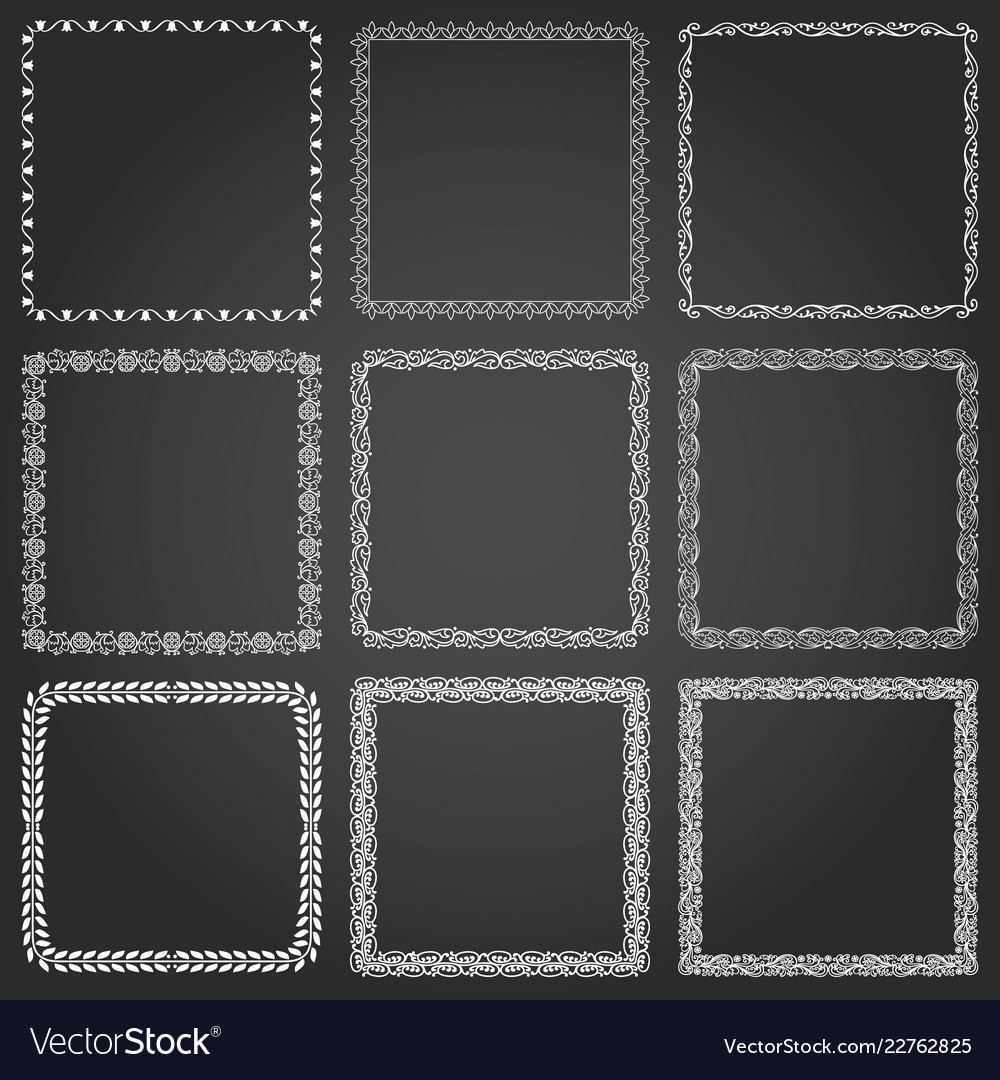 Decorative frames and borders square set Vector Image