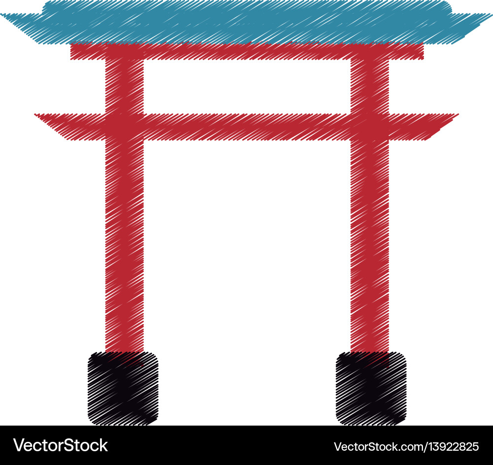 Drawing gate landmark japanese Royalty Free Vector Image