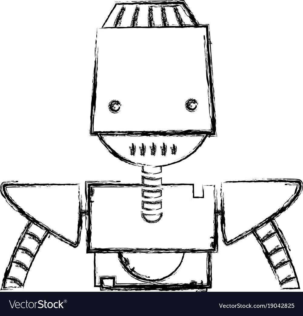 Figure robot face with technology arms and chest Vector Image