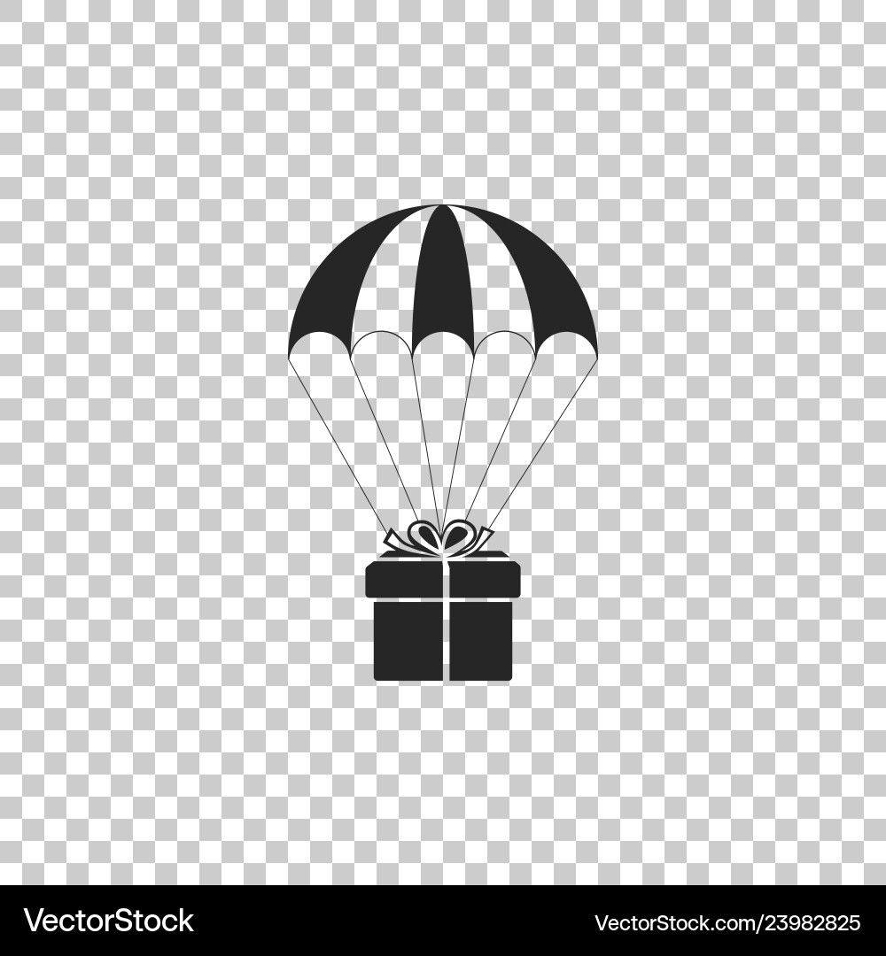 Gift box flying on parachute icon isolated Vector Image