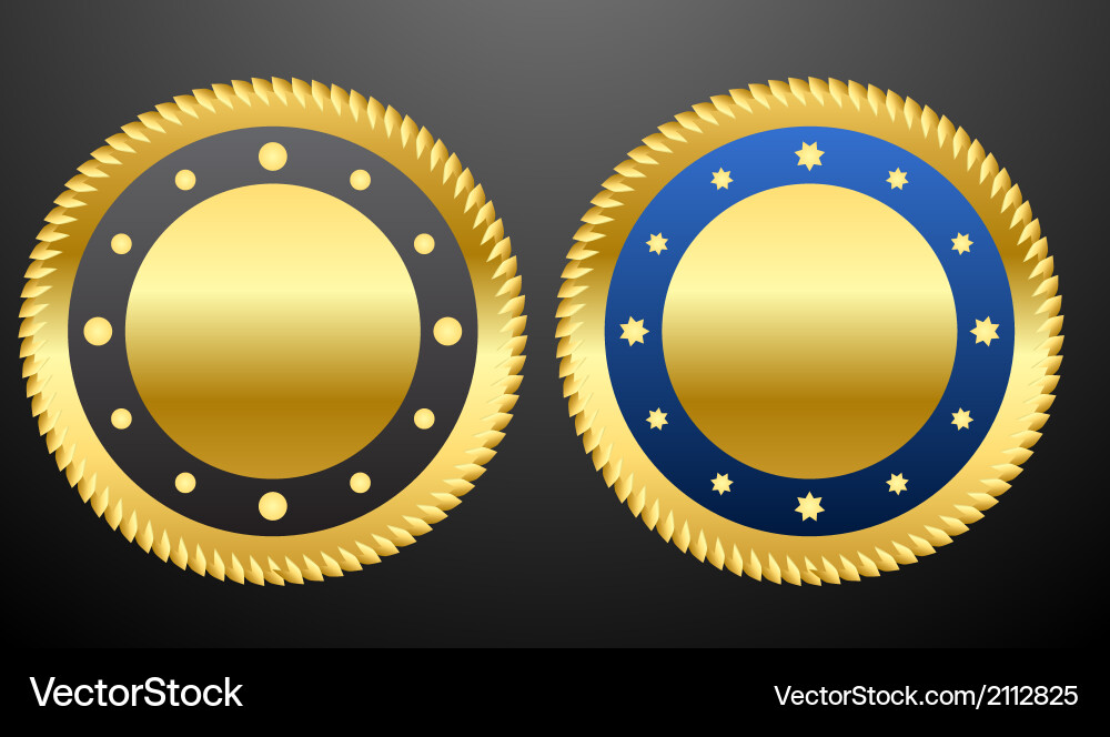 Golden badges Royalty Free Vector Image - VectorStock
