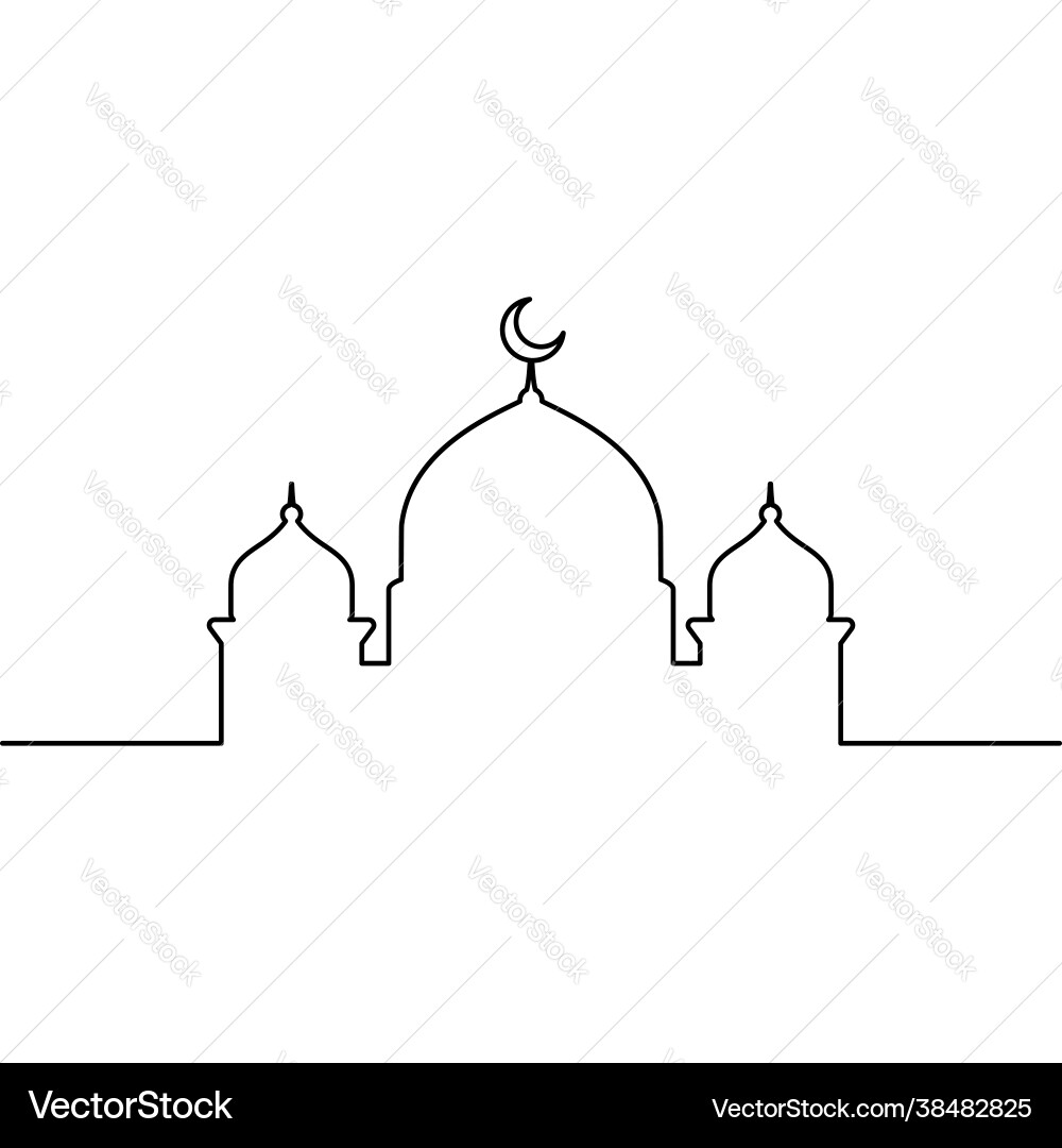 Mosque line art minimalist design islamic Vector Image