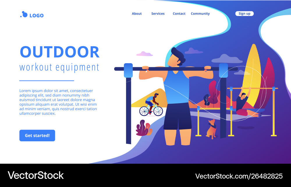 Outdoor workout concept landing page Royalty Free Vector