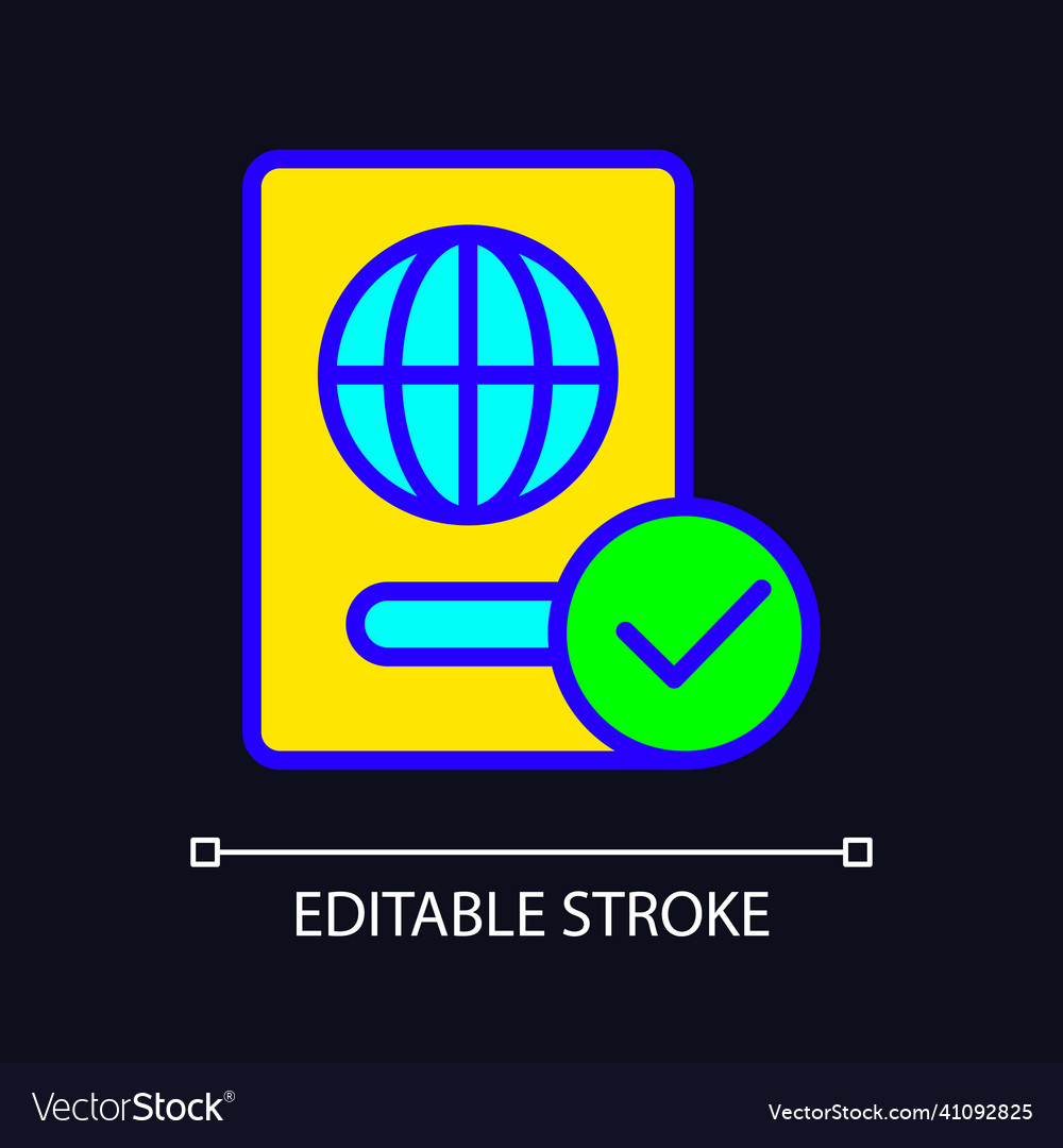 Passport control rgb color icon for dark theme Vector Image