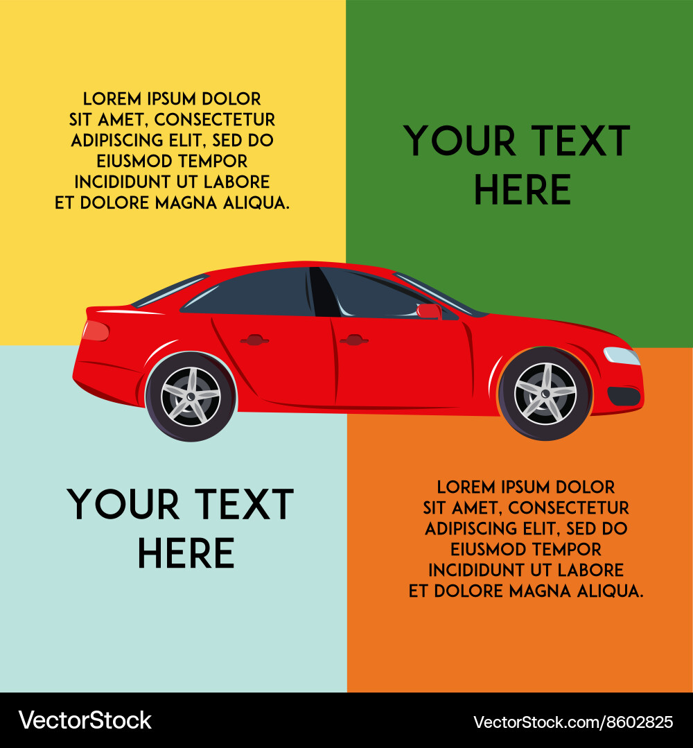 Red modern car and copy space for text vehicle Vector Image