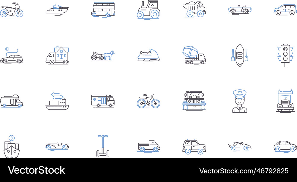 Shipment line icons collection delivery transit Vector Image