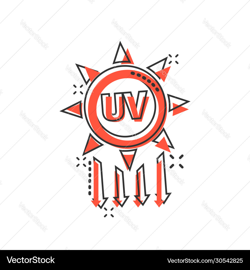 Uv radiation icon in comic style ultraviolet Vector Image